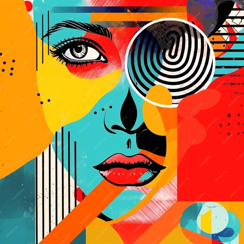 Premium Ai Image Abstract Woman Face On Colorful Background With