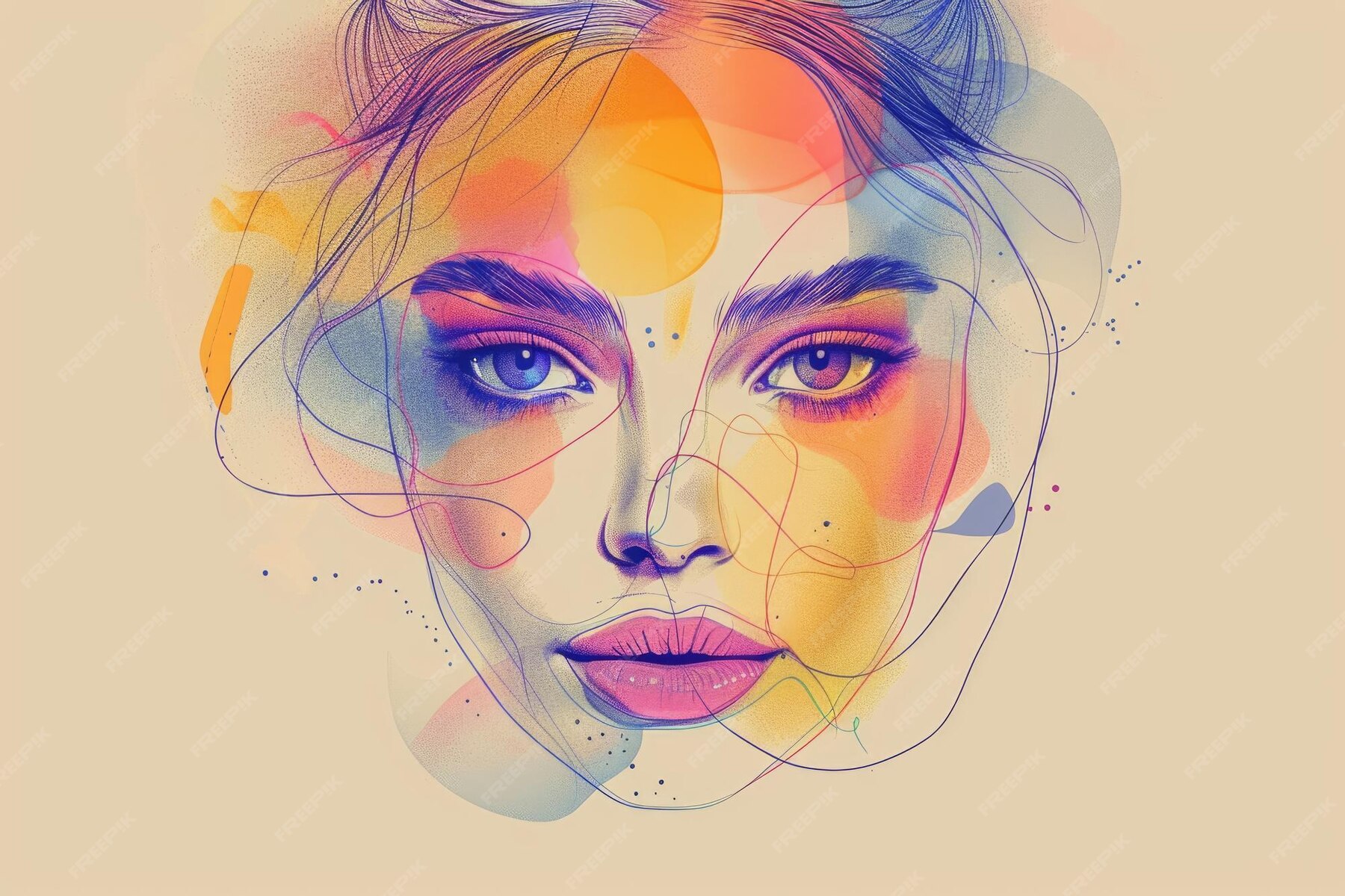 Premium Photo Abstract Woman Face One Line Drawing Portret