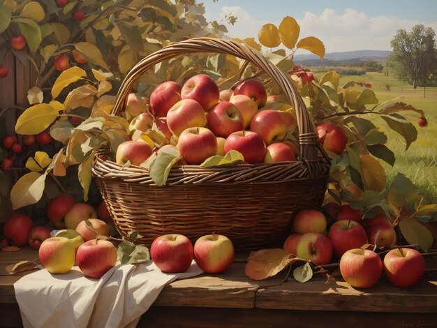 Premium AI Image | Abundant Harvest Basket of Apples Premium AI Image | Abundant Harvest Basket of Apples