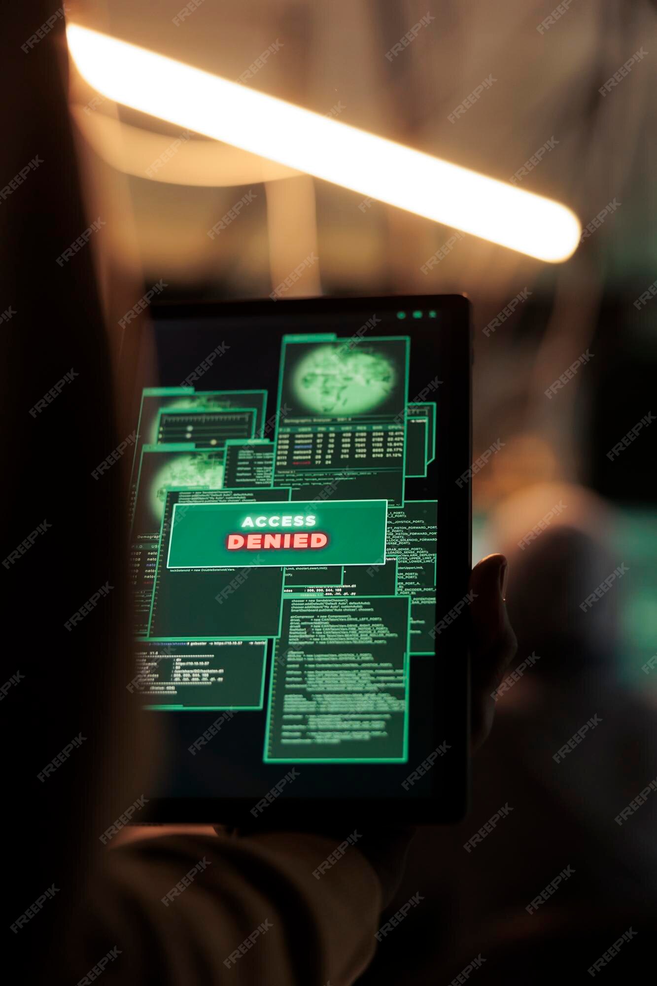 Premium Photo Access Denied Message On Digital Tablet Hacker Failed Database Hacking