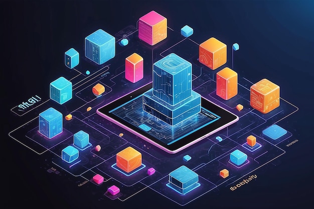 Premium Photo Accounting Big Data Blockchain Technology Isometric