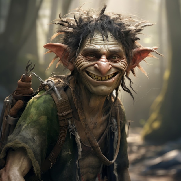 Premium Ai Image The Adorable Forest Dweller Meet The Mischievous Green Troll With A Goofy Grin