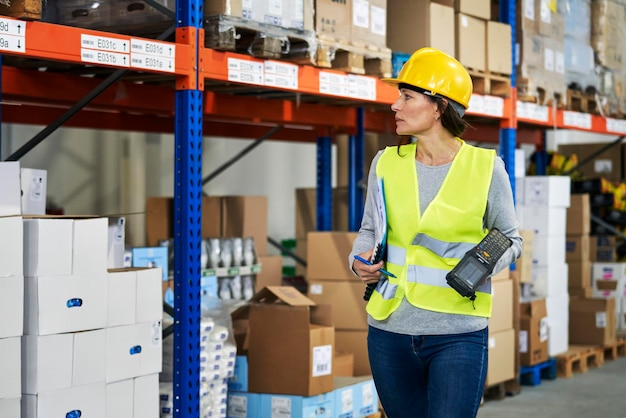 Premium Photo | Adult caucasian woman working in warehouse Premium Photo | Adult caucasian woman working in warehouse