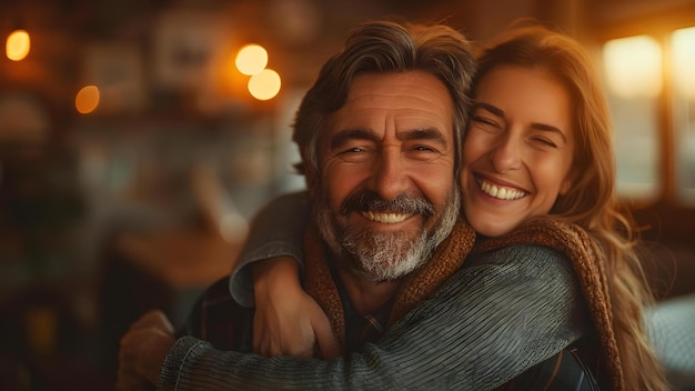 Premium Photo Adult Hipster Son Happily Hugging Old Senior Father At
