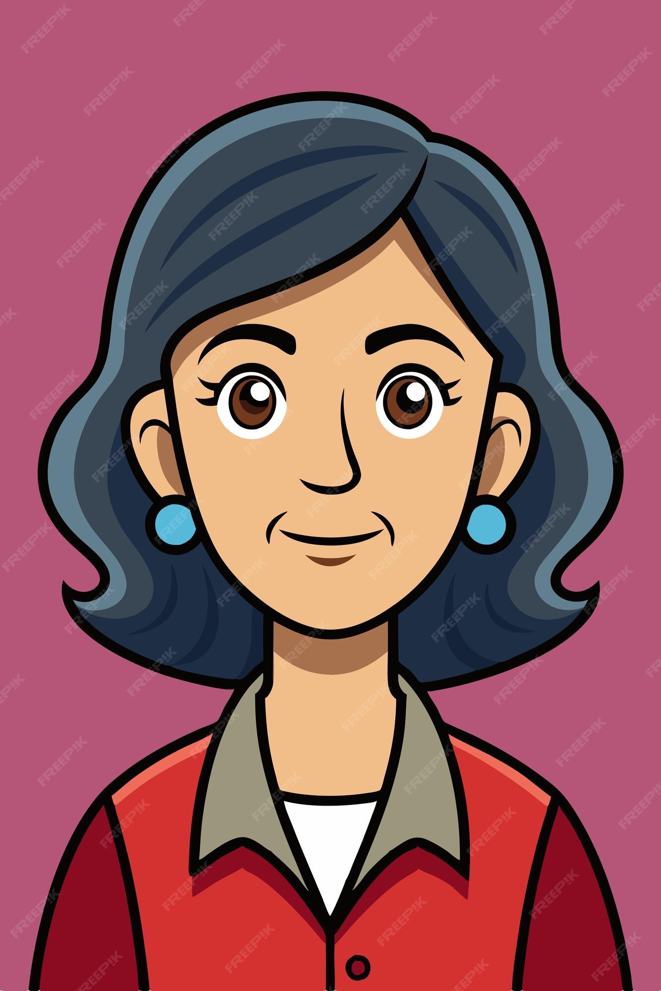Adult Woman Character In Cartoon Style Illustration Premium Ai