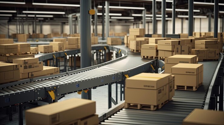 Premium AI Image | An advanced automated package sorting system ...