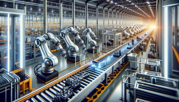 Premium Photo | Advanced Robotic Assembly Line in Modern Factory Premium Photo | Advanced Robotic Assembly Line in Modern Factory