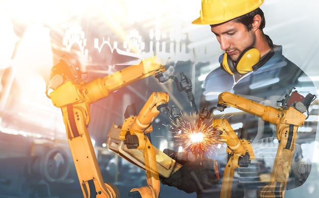 Premium Photo | Advanced robotic system for digital industry Premium Photo | Advanced robotic system for digital industry