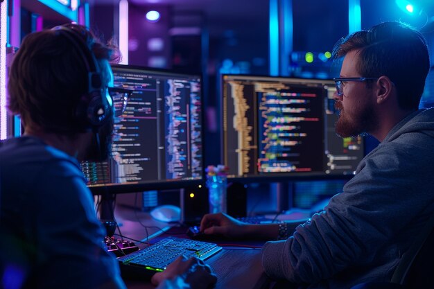 An advanced software development scene with a focus on the automation and efficiency of ...