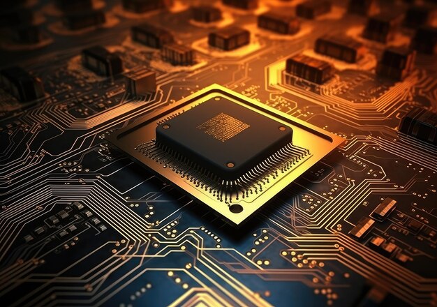 Advanced Technology Concept Visualization Circuit Board Cpu Processor Microchip Starting