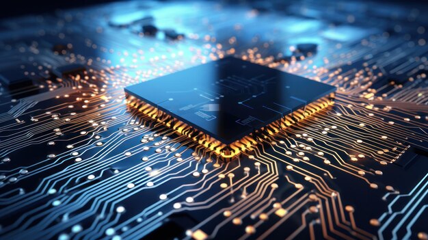 Premium Photo | Advanced Technology Concept Visualization Circuit Board CPU Processor Microchip ...