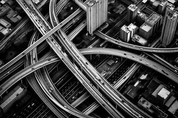 Premium AI Image | Aerial view of busy traffic route Premium AI Image | Aerial view of busy traffic route