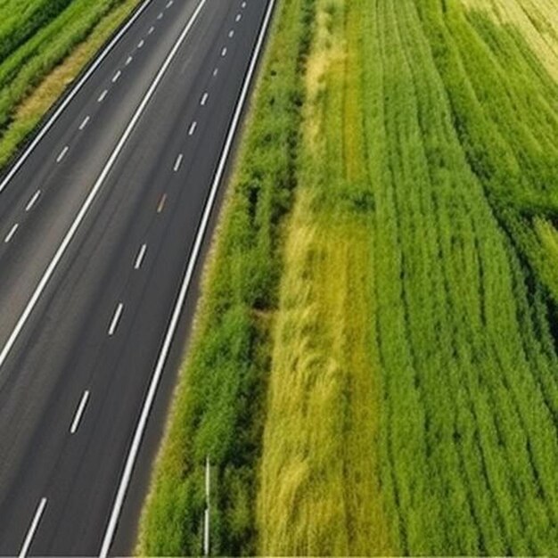 Premium AI Image | aerial view of empty intercity road between green ... Premium AI Image | aerial view of empty intercity road between green ...