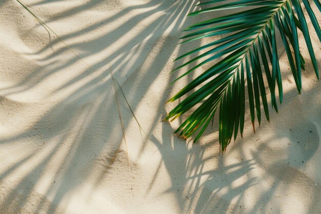 Aesthetic Palm Leaf On Shadow On Sand Background Texture Copy Space Minimal Summer Concept