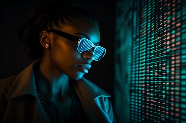 Premium Photo African American Black Woman Coder Programmer Using Computer For Coding Screen
