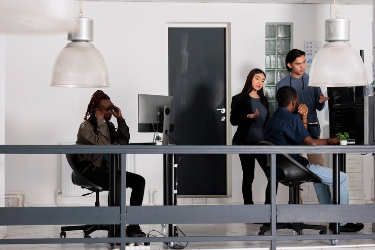 Premium Photo | African american web developer brainstorming ideas for html script development ...