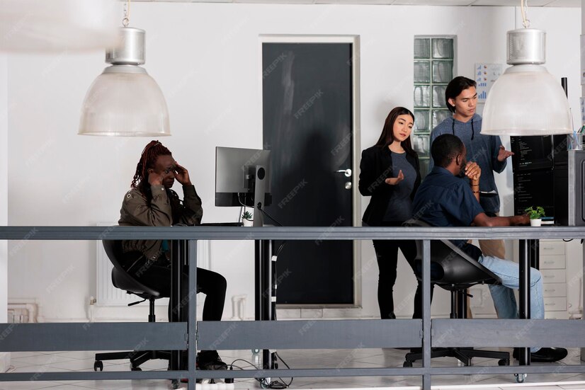 Premium Photo | African american web developer brainstorming ideas for html script development ...