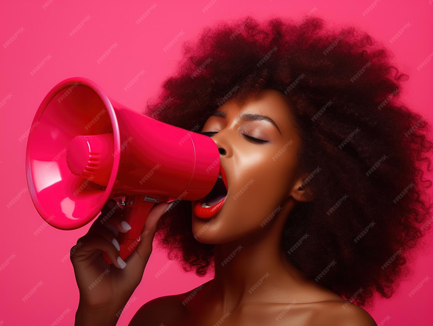 Premium Photo African American Women Holding Megaphone Making