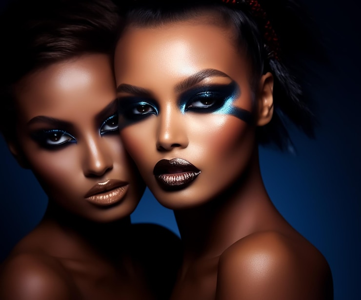 Premium Ai Image Afro Model Face In Full Makeup Art Trendy Makeup