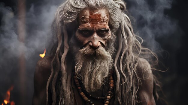 Premium AI Image | Aghori Baba close up portrait Premium AI Image | Aghori Baba close up portrait
