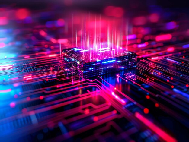 AI algorithm neural networks and data processing elements Conceptual image on AI development ...