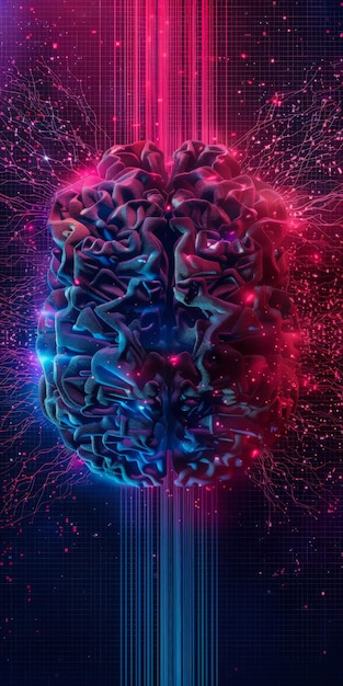 AI algorithm neural networks and data processing elements Conceptual image on AI development ...