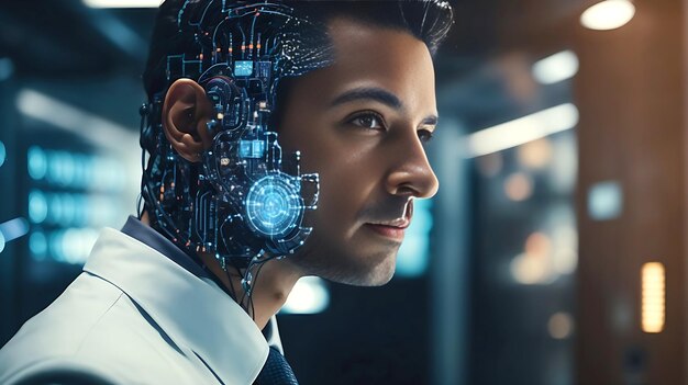 Premium Photo | AI Artificial Intelligence Business man using AI ...