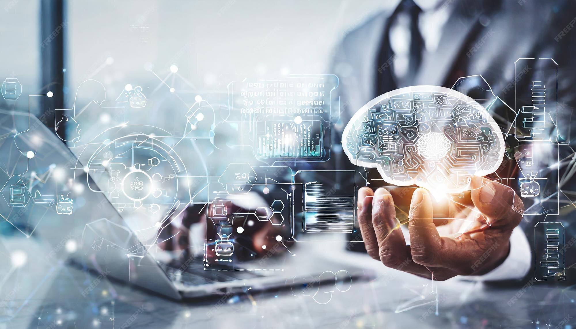 Premium AI Image | AI Artificial Intelligence Business man using AI technology for data analysis ...