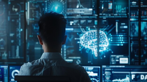 Ai Artificial Intelligence Business Man Using Ai Technology For Data Analysis Coding Computer