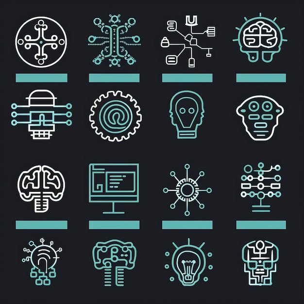 Premium Photo | AI artificial intelligence icon set Premium Photo | AI artificial intelligence icon set