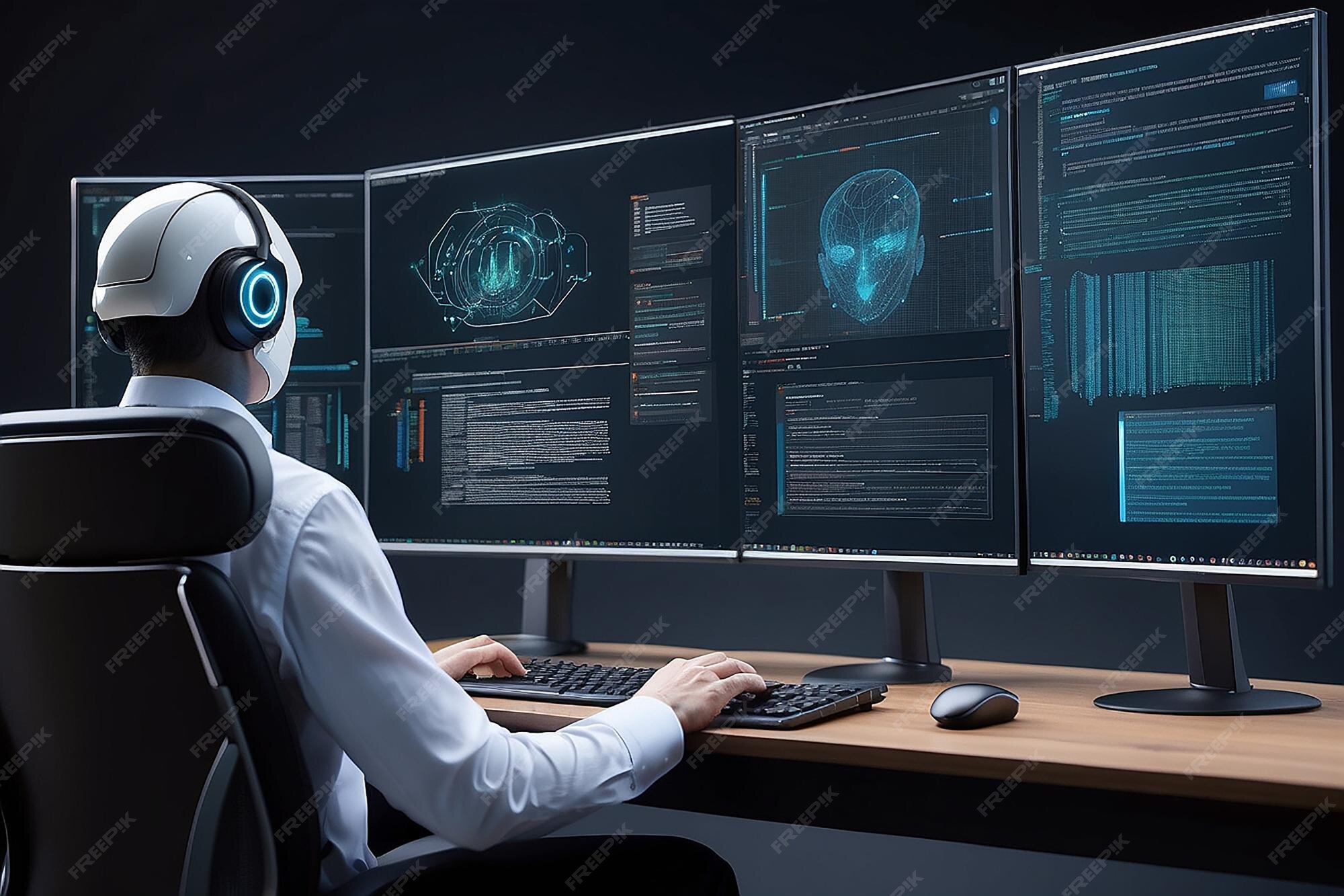 Premium AI Image | Ai chat GPT programmer coding compiler encode debug and developer application ...