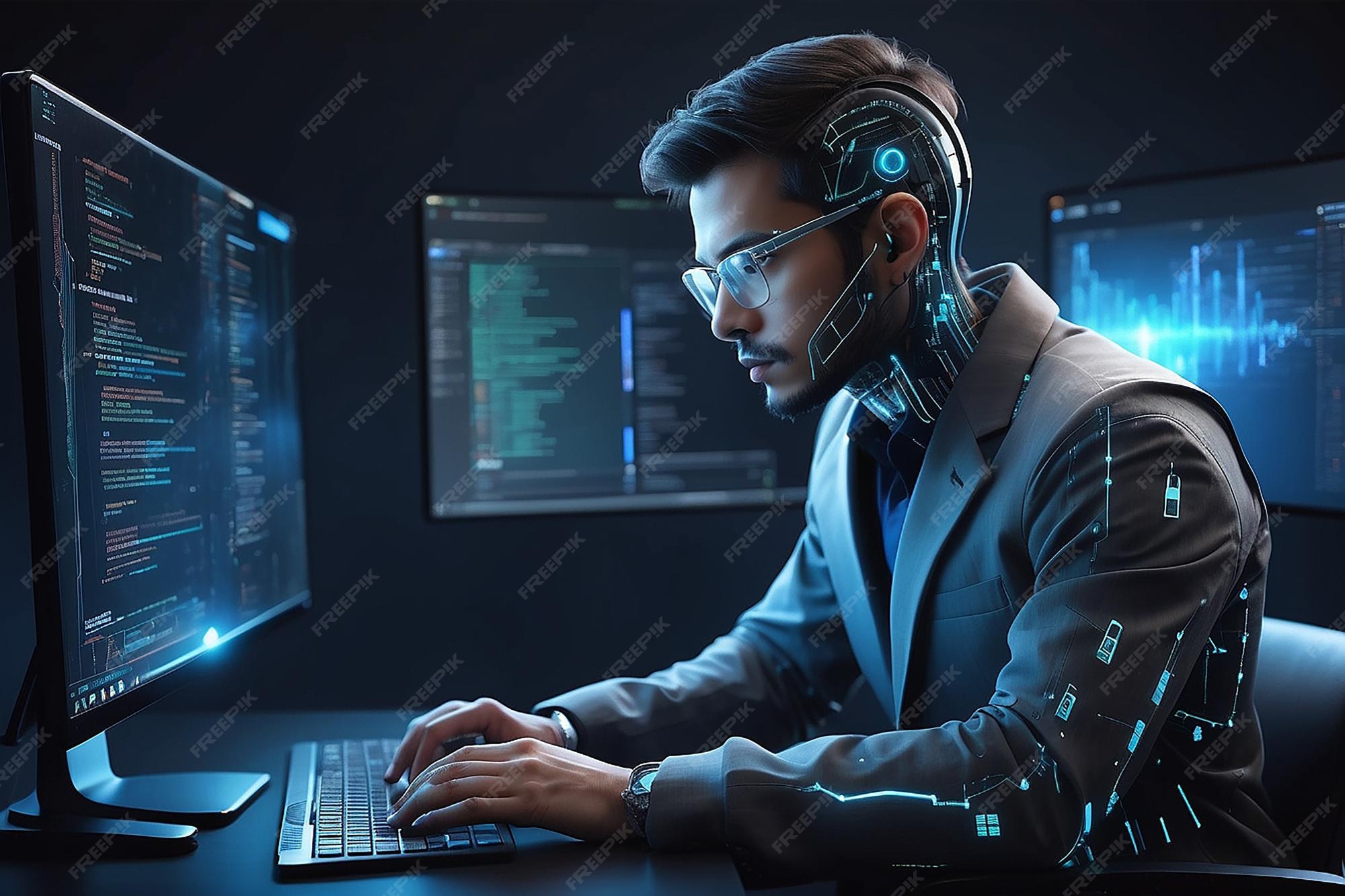 Premium AI Image | Ai chat GPT programmer coding compiler encode debug and developer application ...