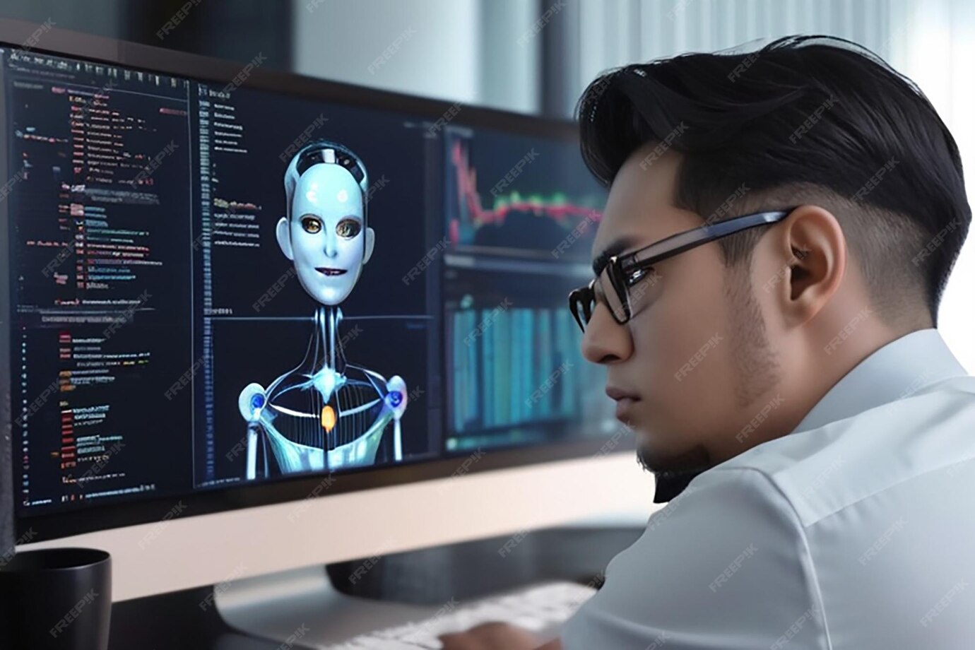 Premium AI Image | Ai chat GPT programmer coding compiler encode debug ...