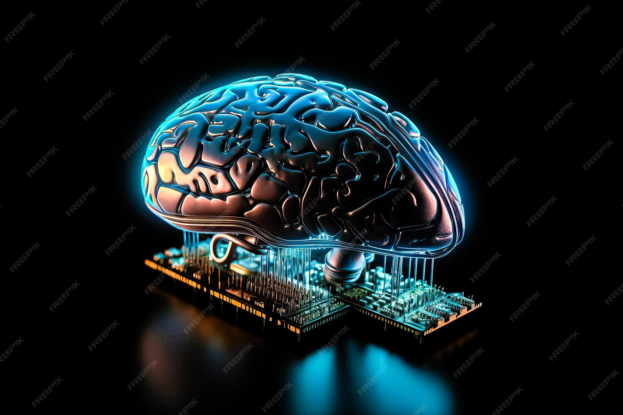 Premium Photo | Ai chipset with human brain on computer circuit board ...