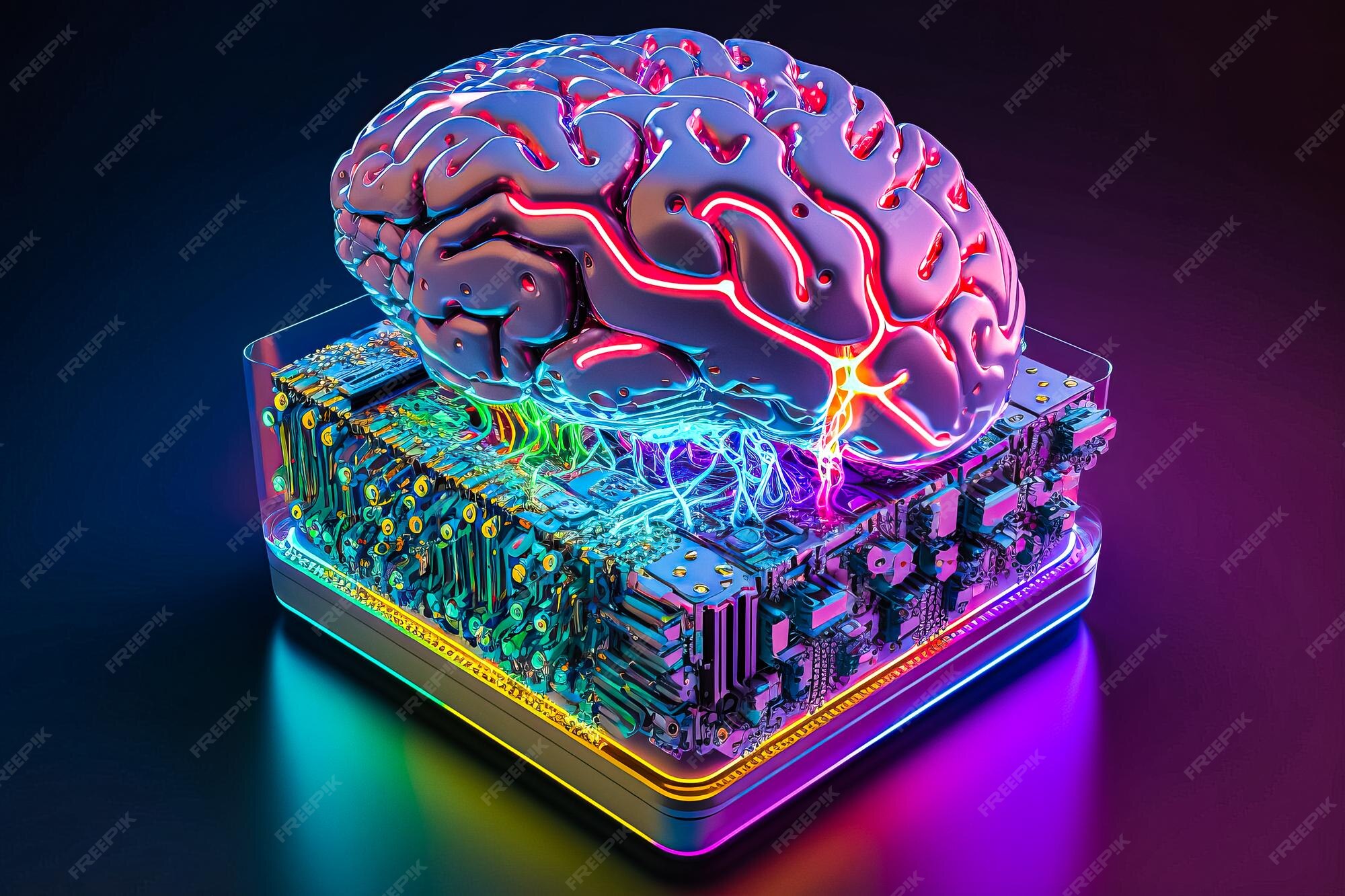 Premium AI Image | Ai chipset with human brain on computer circuit ...
