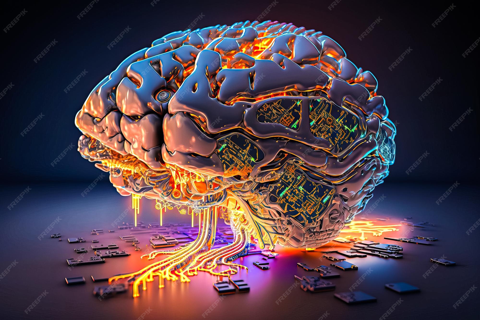 Premium AI Image | Ai chipset with human brain on computer circuit ...