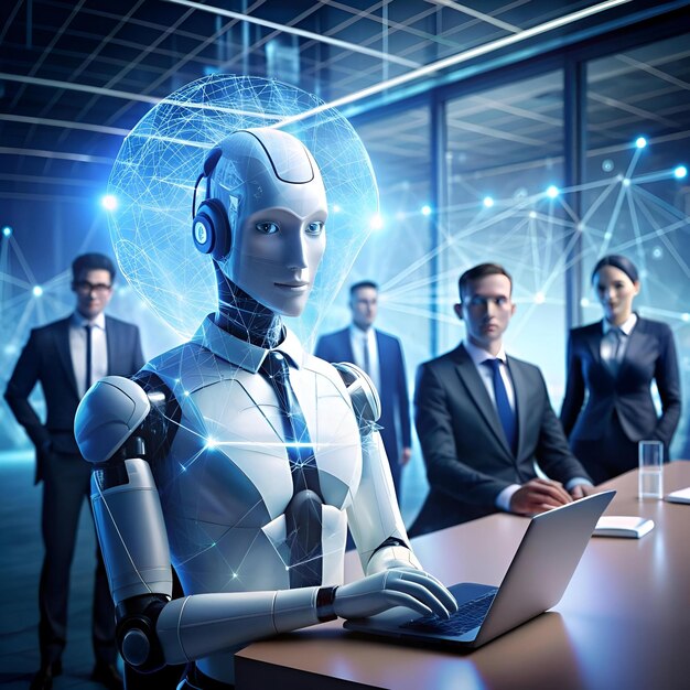 AI Compliance Officer Futuristic Concept AI robot in a business meeting ... AI Compliance Officer Futuristic Concept AI robot in a business meeting ...