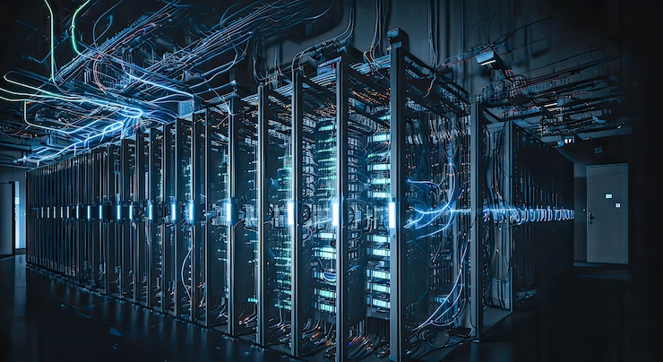 Premium AI Image | AI Data Center With Multiple Rows of Fully ...