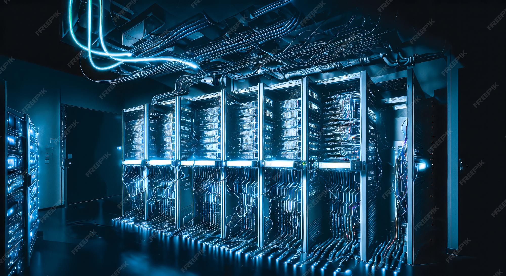 Premium AI Image | AI Data Center With Multiple Rows of Fully Operational Server Racks Modern ...