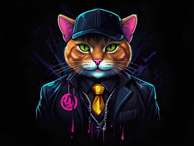 Premium Photo | AI generate neon cat character Premium Photo | AI generate neon cat character