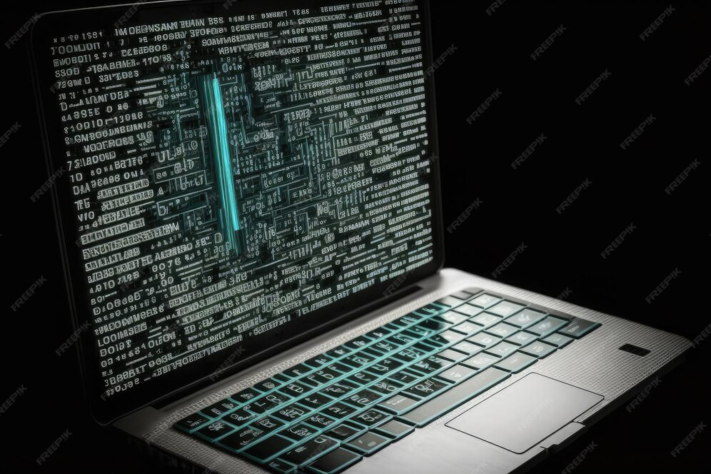 Premium Photo | Ai generated hacker laptop with binary computer code internet and network security
