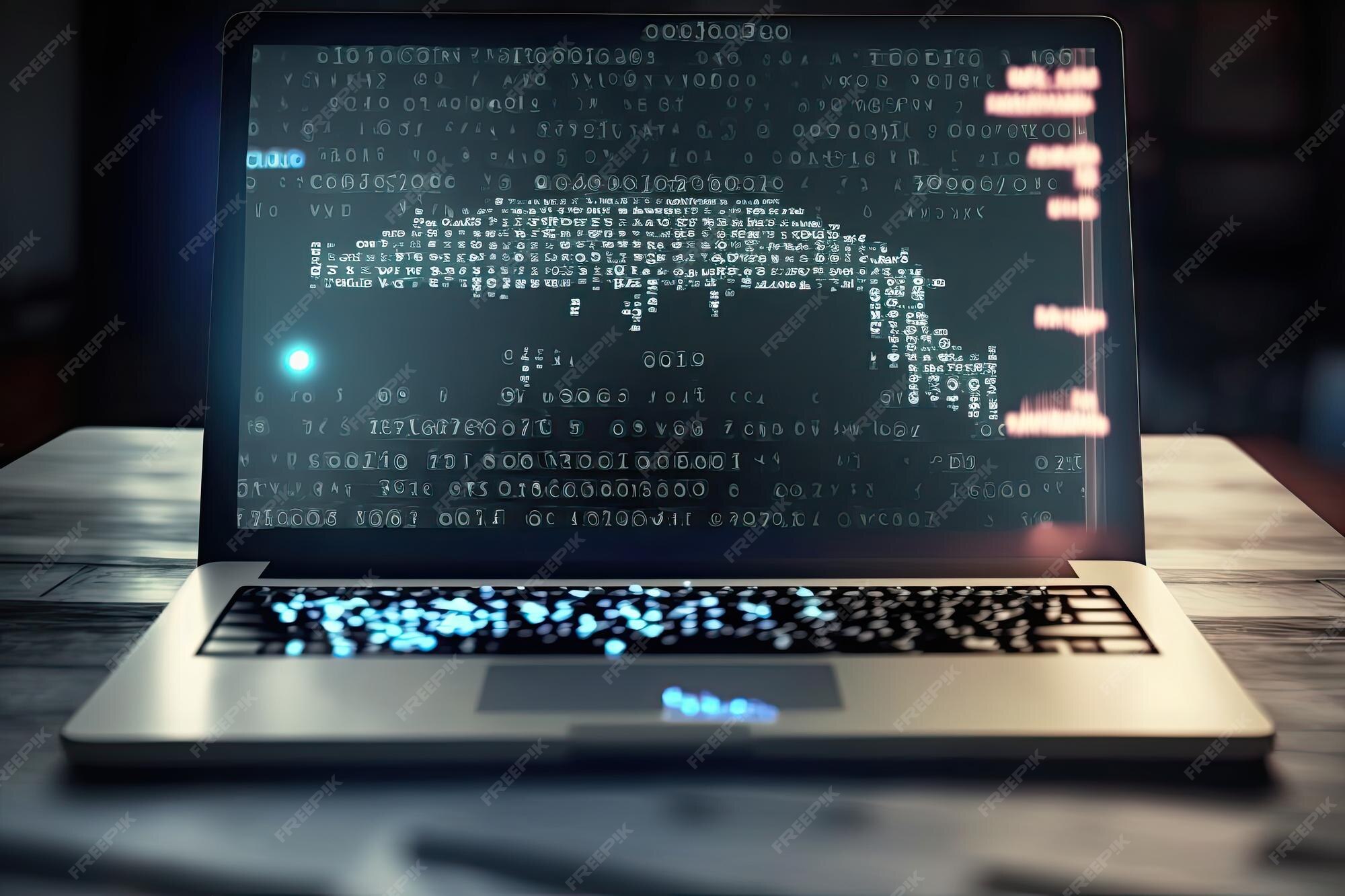 Premium Photo Ai Generated Hacker Laptop With Binary Computer Code