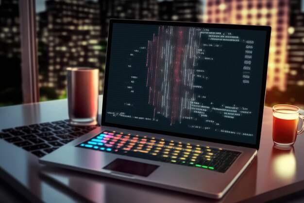 Premium AI Image | AI generated hacker laptop with binary computer code ...