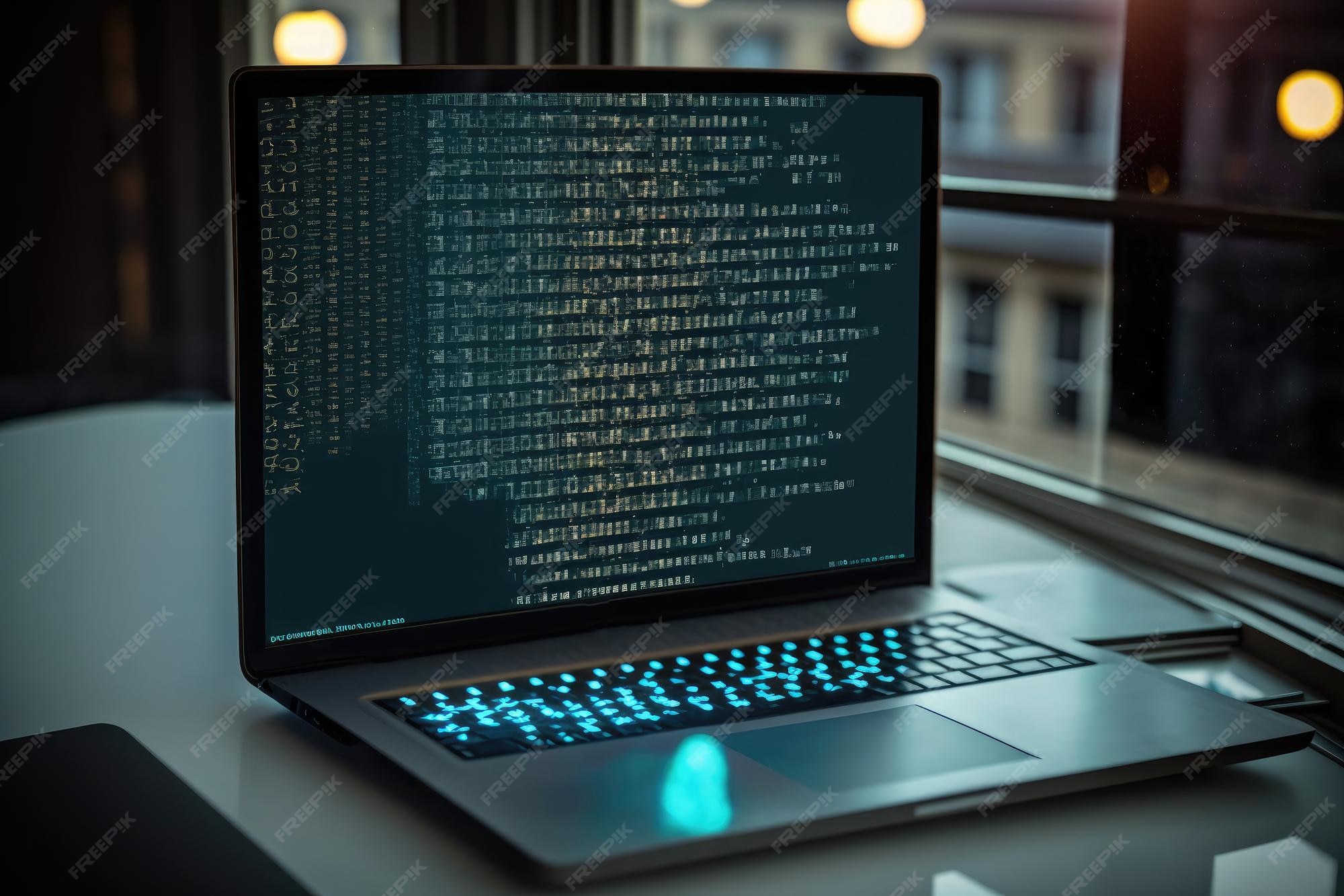 Premium AI Image | AI generated hacker laptop with binary computer code ...