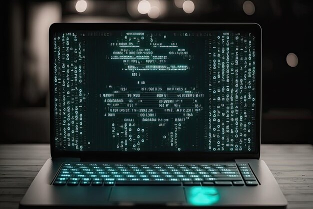 Premium AI Image | AI generated hacker laptop with binary computer code ... Premium AI Image | AI generated hacker laptop with binary computer code ...