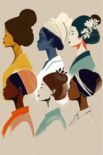 Premium Photo Ai Generated Illustration Of Women Portraits