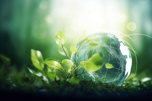Premium AI Image | Ai generative Sustainable green Technology Background Premium AI Image | Ai generative Sustainable green Technology Background