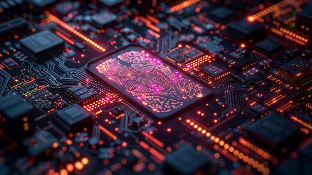 Premium Photo | AI icon chip brain quantum computing CPU isometric ...