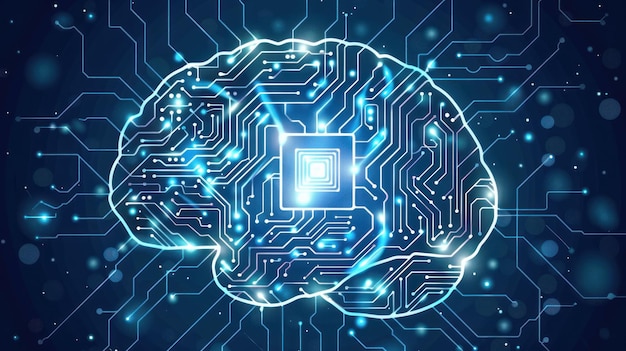 AI and Machine Learning concept Glowing brain outline with digital ... AI and Machine Learning concept Glowing brain outline with digital ...