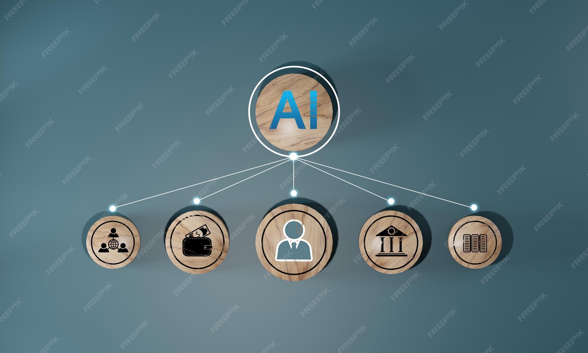 사람들과의 Ai 네트워크 Ai 인공 지능 시스템을 갖춘 나무 큐브 블록 인공 지능 인공 지능 챗봇 디지털 챗봇 로봇 응용